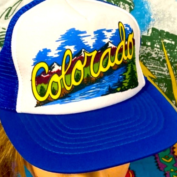 Vintage | Accessories | Vintage Colorado Postcard Script Mesh Snapback ...